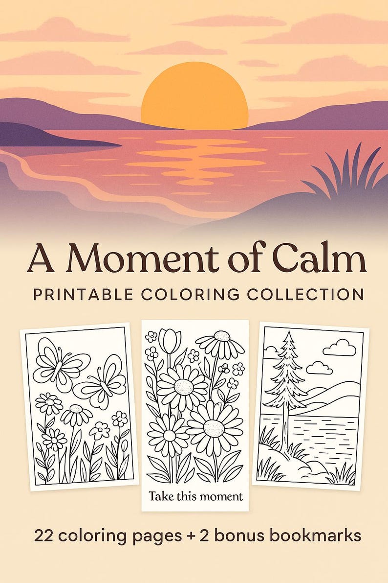 A Moment of Calm – Printable Coloring Book for Adults & Seniors (22 ...