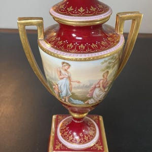 Antique Austrian Royal Vienna Porcelain Urn Hand Painted Scene Minerva ...