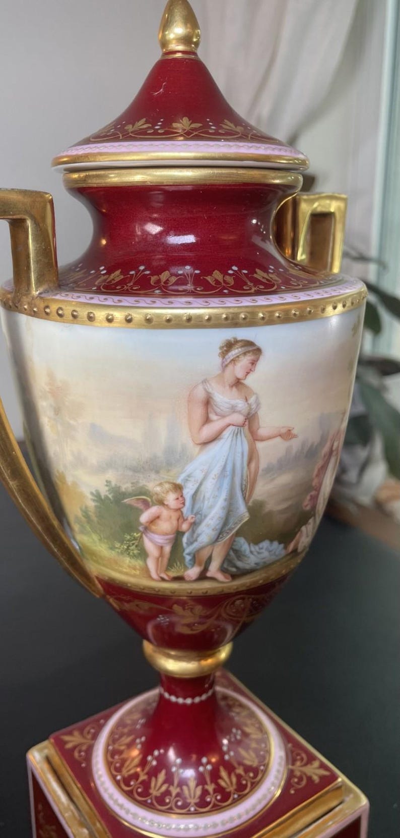 Antique Austrian Royal Vienna Porcelain Urn Hand Painted Scene Minerva ...