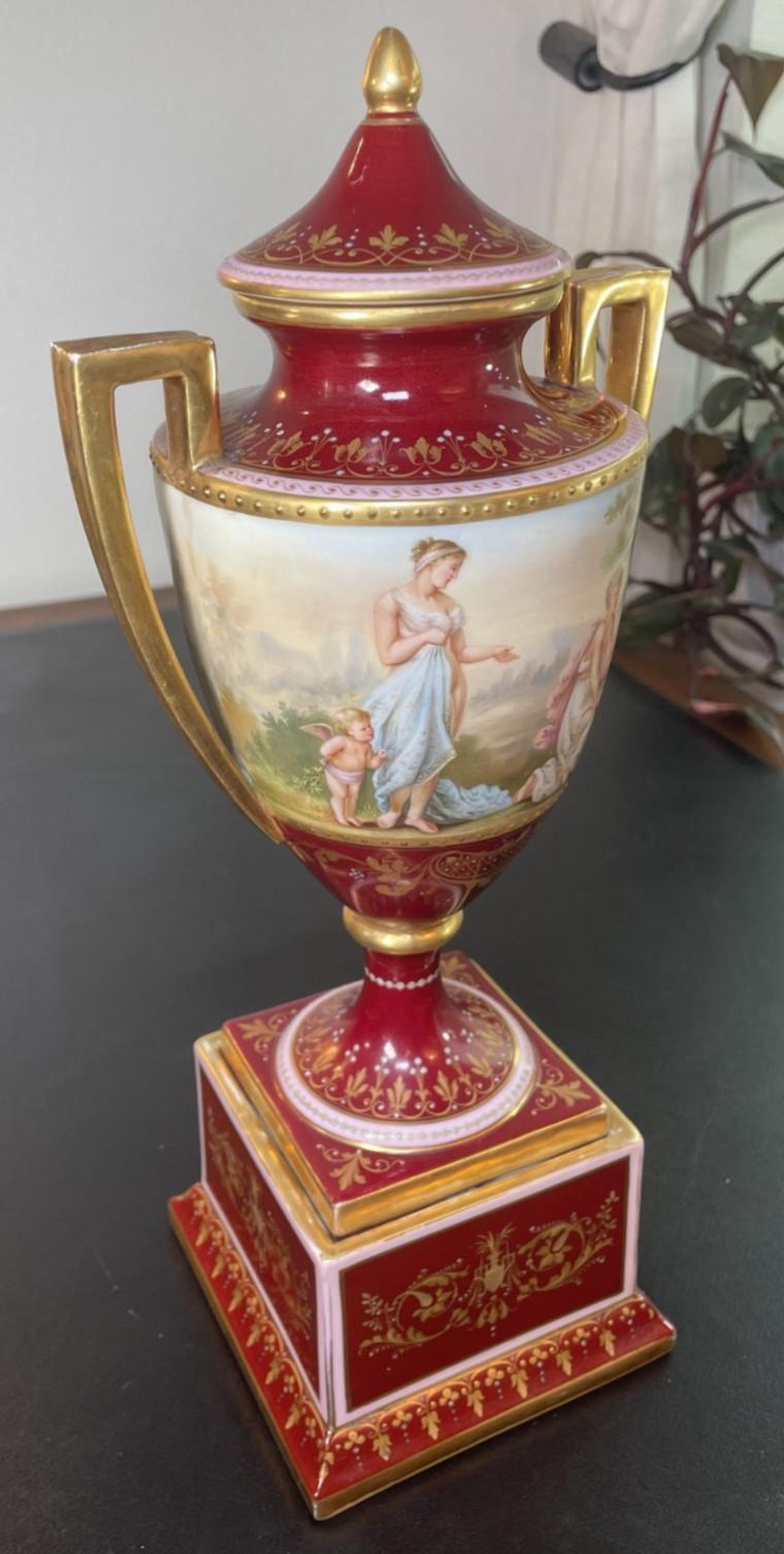 Antique Austrian Royal Vienna Porcelain Urn Hand Painted Scene Minerva ...