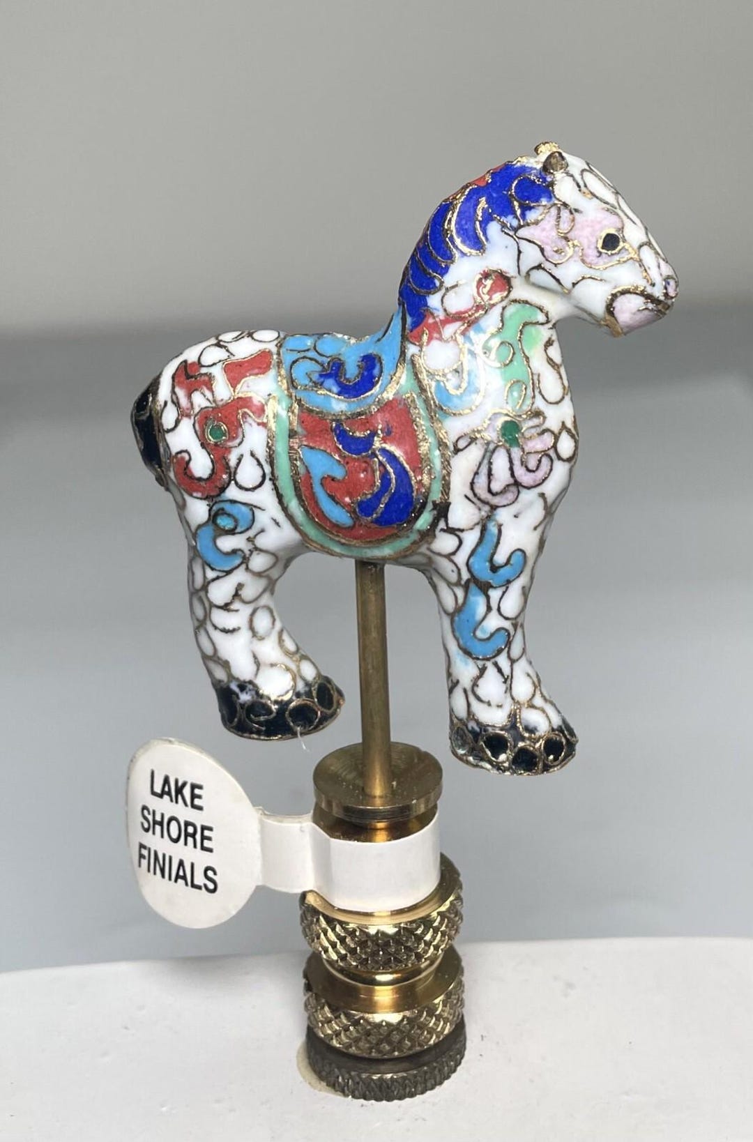 Enamel Finials Cloisonne Horse Enamel and Brass Lamp Shade Finial New ...