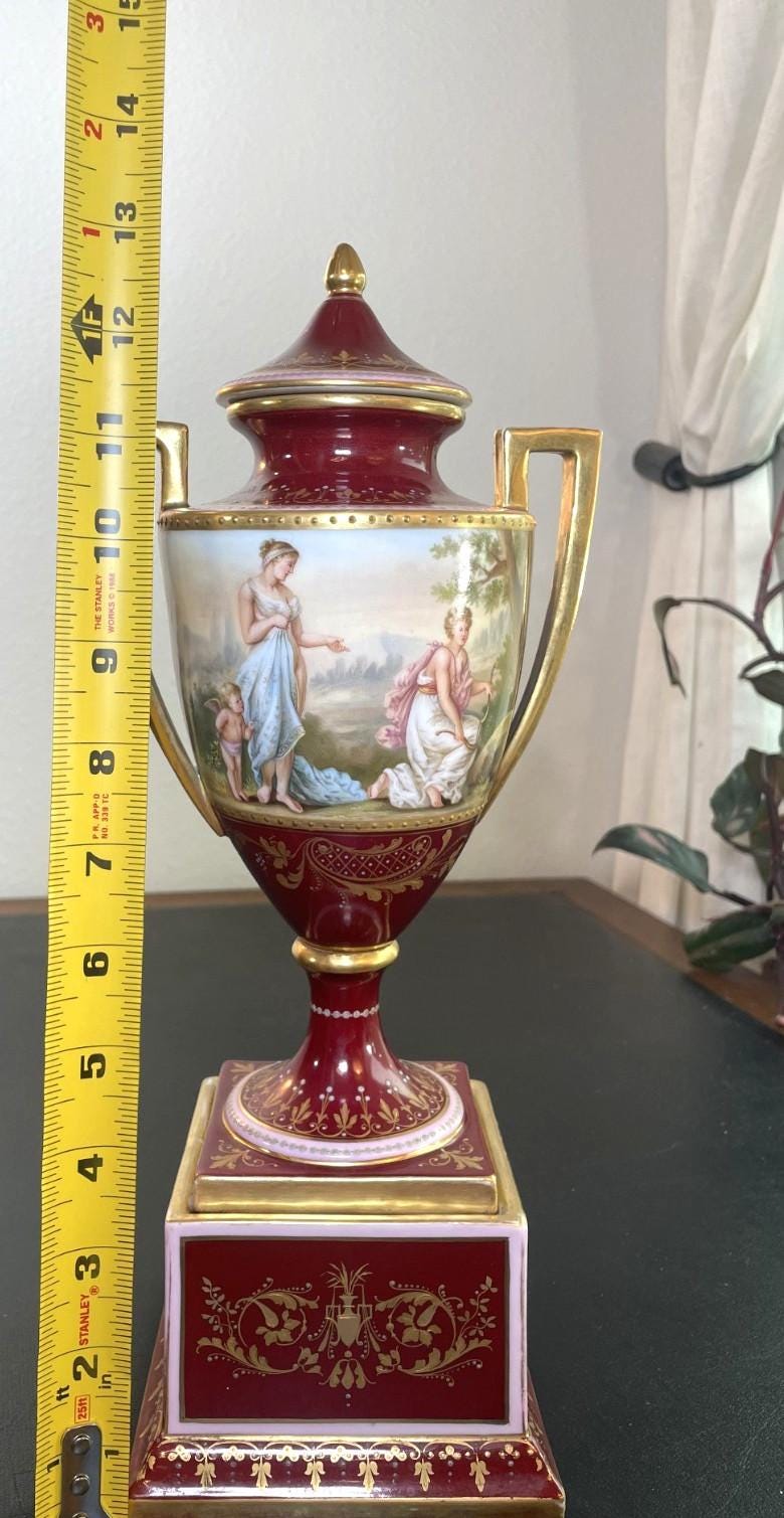 Antique Austrian Royal Vienna Porcelain Urn Hand Painted Scene Minerva ...
