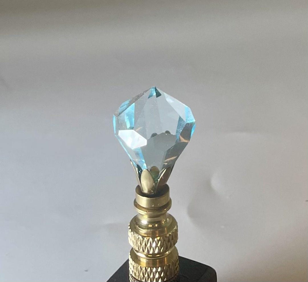 Lake Shore Finials Small Round Diamond Shape Blue Crystal Lamp Finial ...