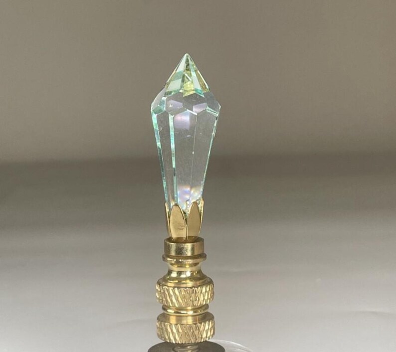 Crystal Finials Small Spire Shape Aqua Blue-green Crystal Lamp Finial ...