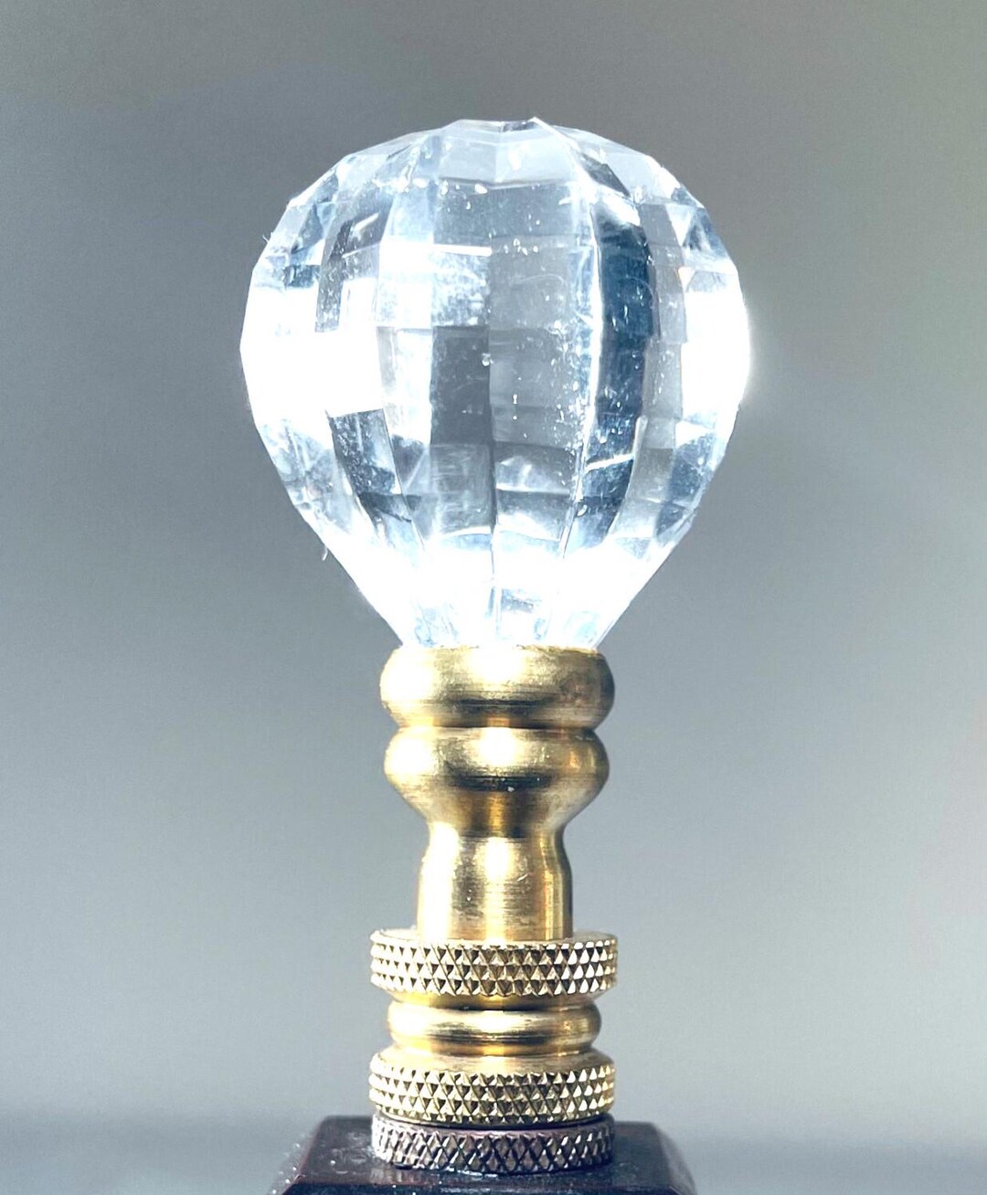 Crystal Finials Ridged Balloon Shape Clear Faceted Crystal Lamp Finial ...