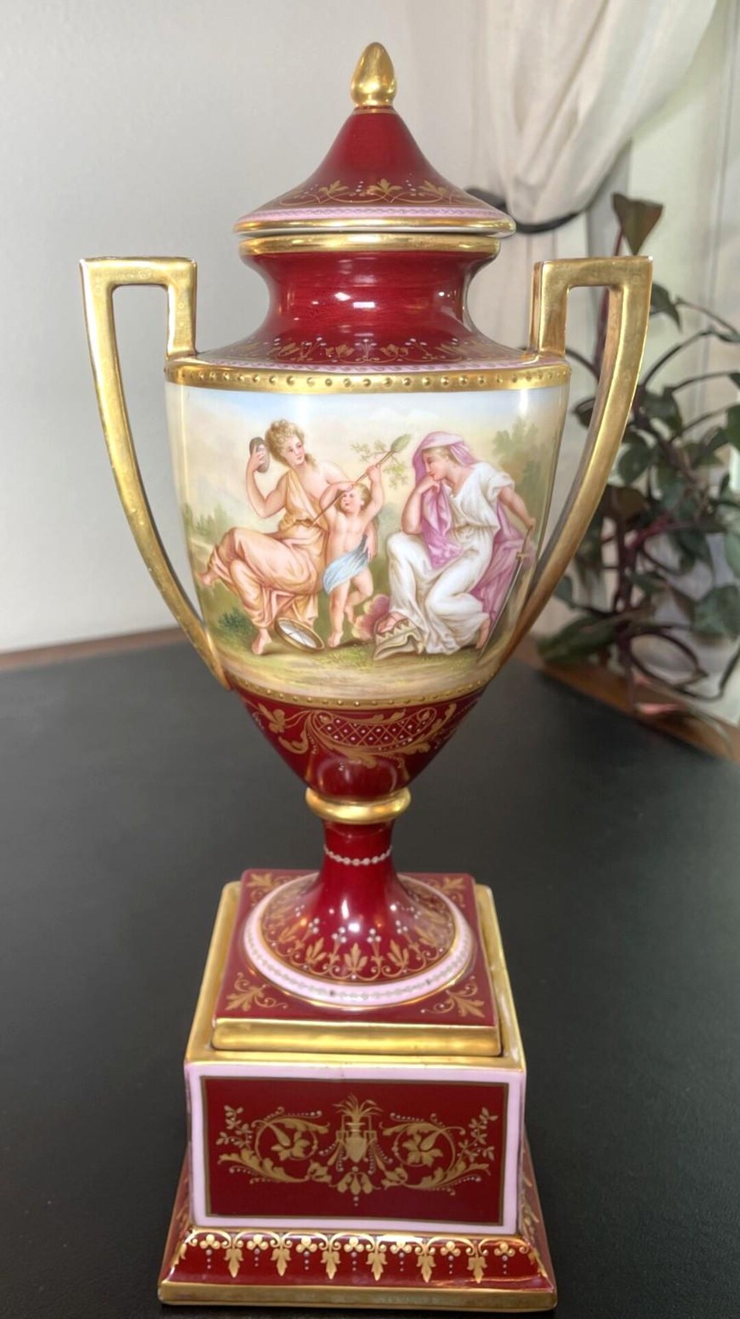 Antique Austrian Royal Vienna Porcelain Urn Hand Painted Scene Minerva ...