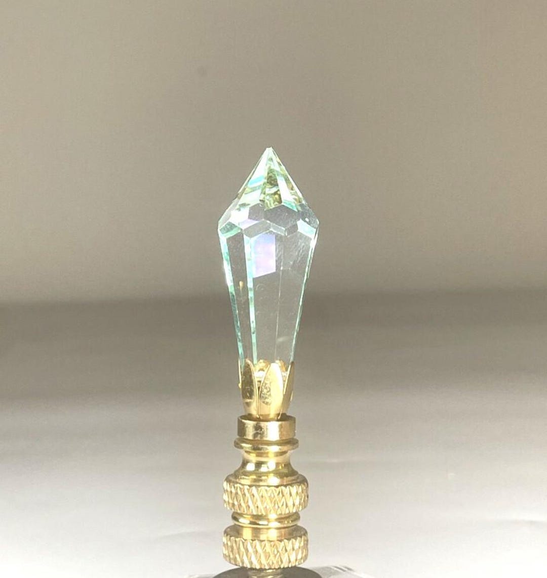 Crystal Finials Small Spire Shape Aqua Blue-green Crystal Lamp Finial ...