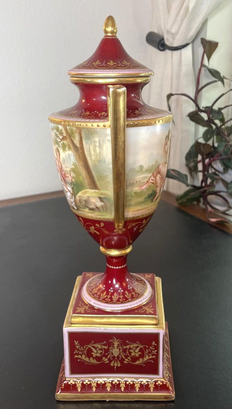 Antique Austrian Royal Vienna Porcelain Urn Hand Painted Scene Minerva ...