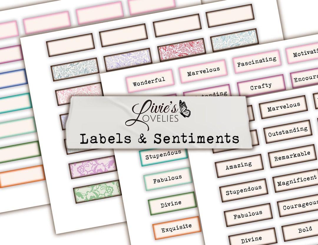 LABELS AND SENTIMENTS - Instant Download - Digital Download - Ephemera ...