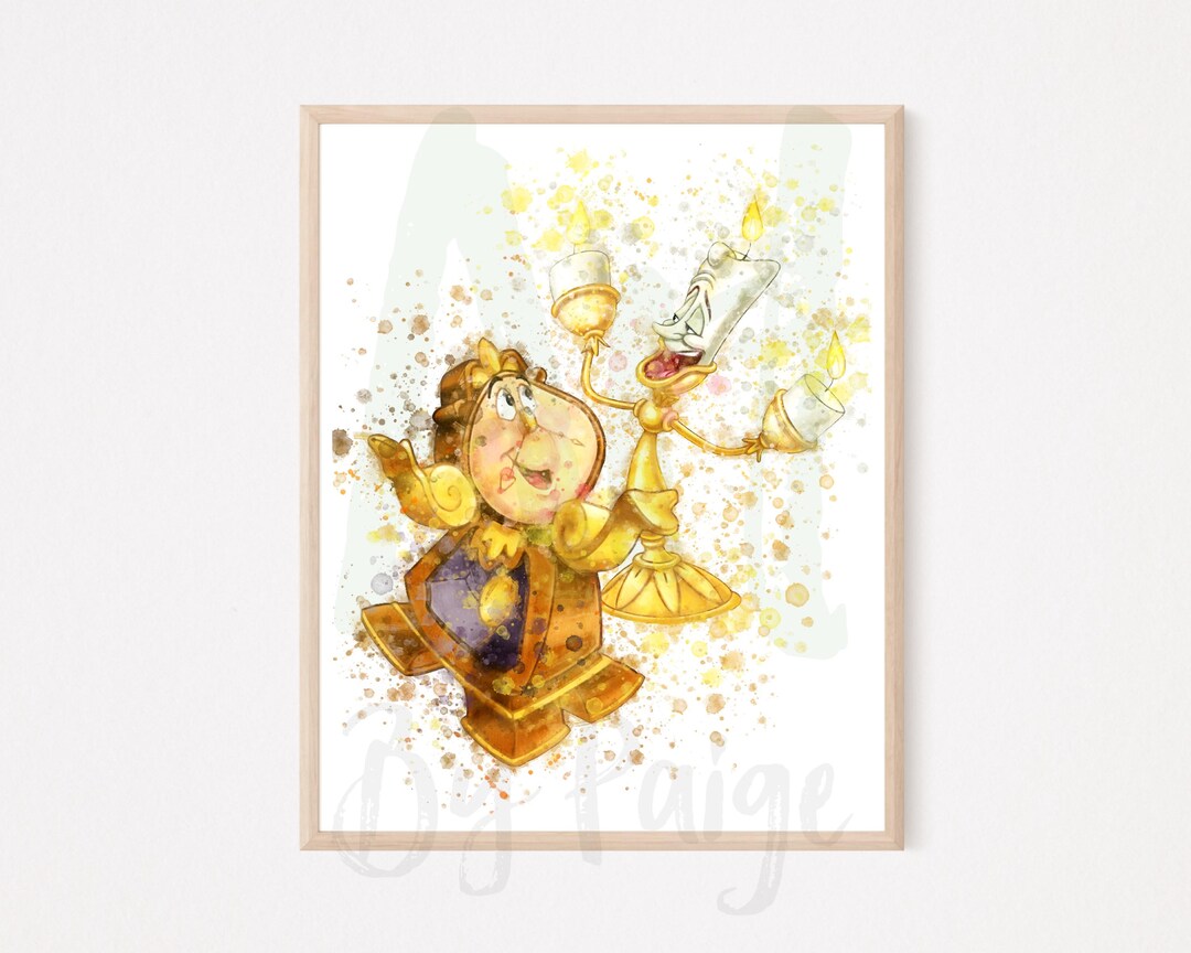 Beauty and the Beast: Cogsworth & Lumiere Watercolour Art Print - Etsy