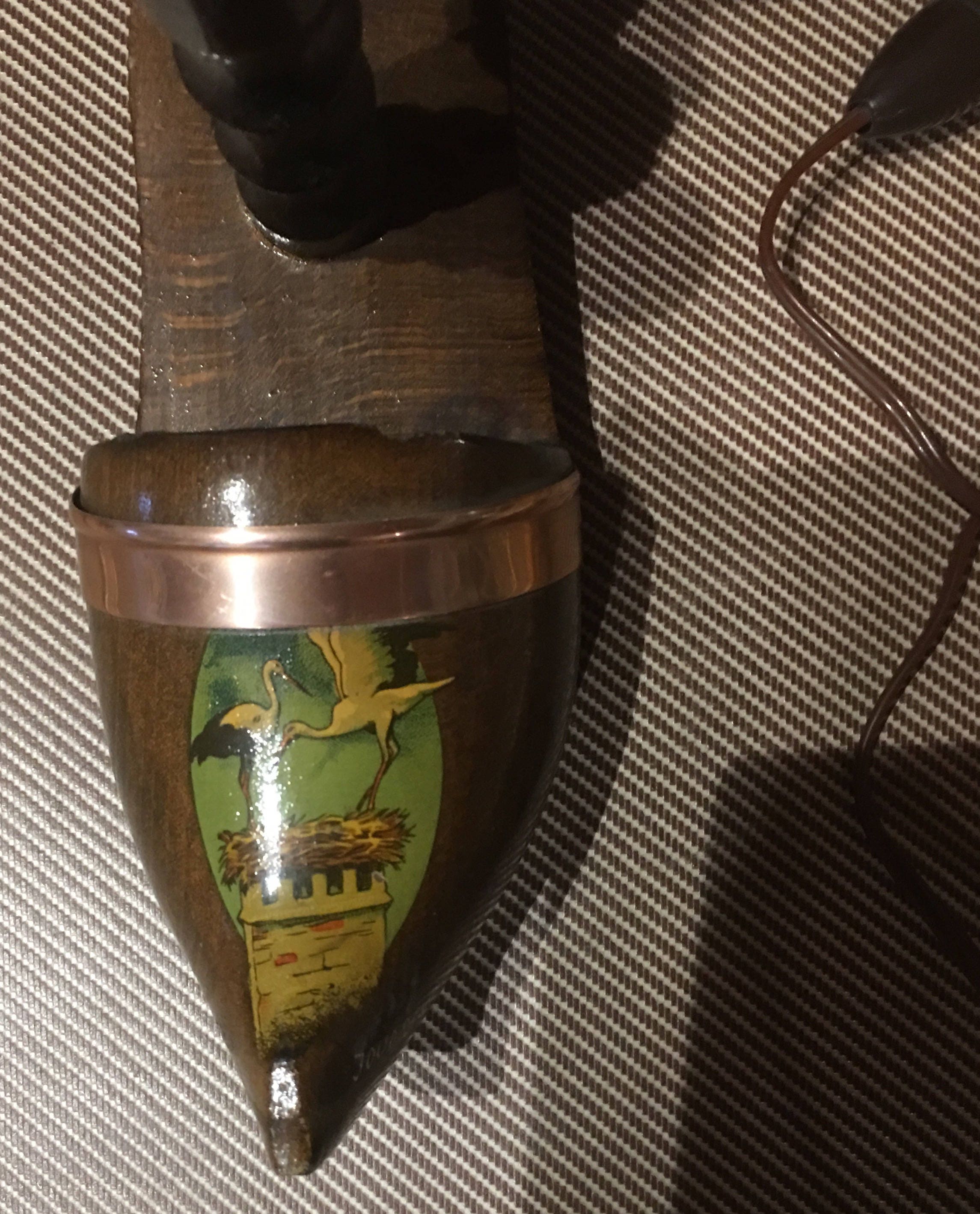 Toile Lamp, French Country Shoe With Alsace Stork Emblem, Toile De Jouy ...