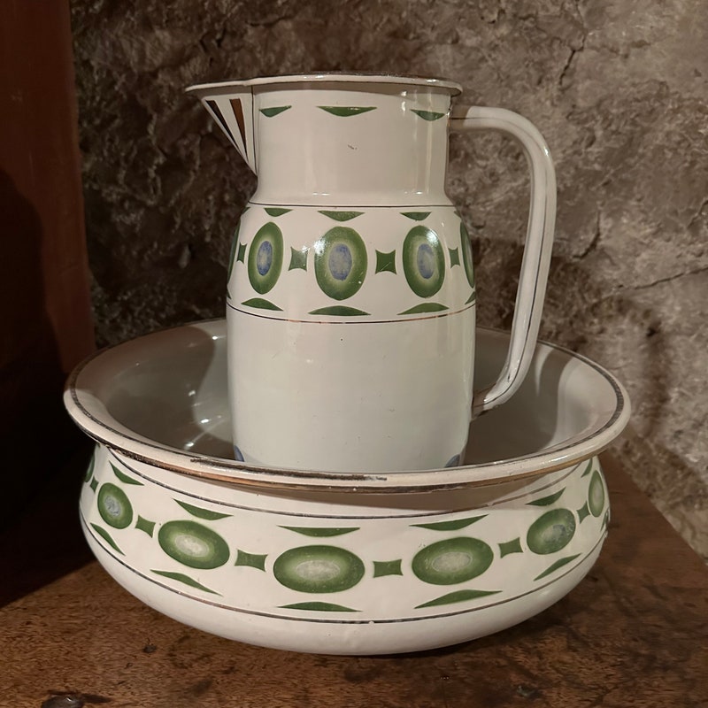 French Enamelware Pitcher - Etsy
