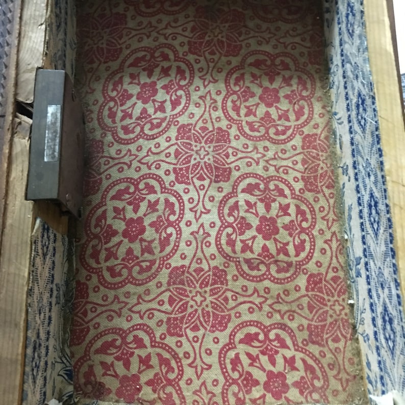 Antique French Country Tramp Art Chest of Drawers Toile De Jouy Lining ...