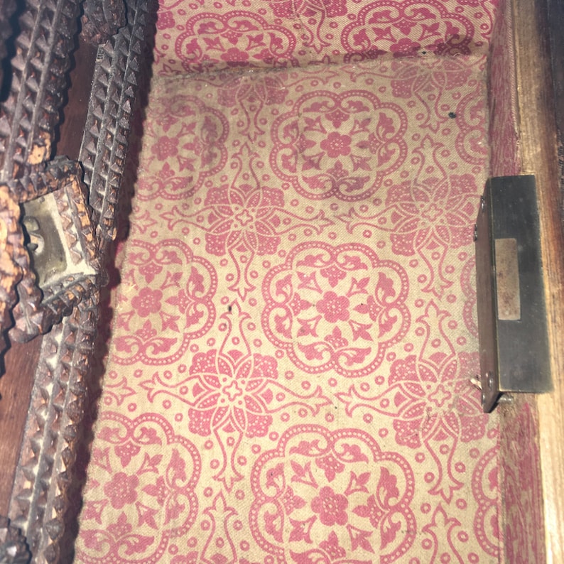 Antique French Country Tramp Art Chest of Drawers Toile De Jouy Lining ...