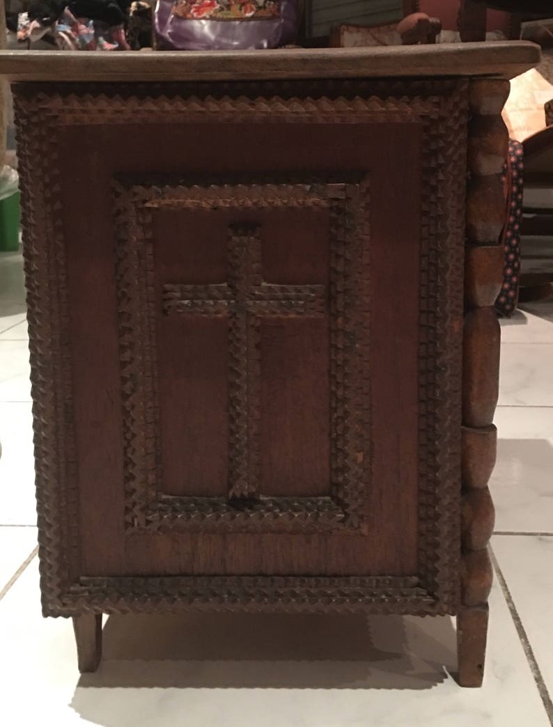 Antique French Country Tramp Art Chest of Drawers Toile De - Etsy