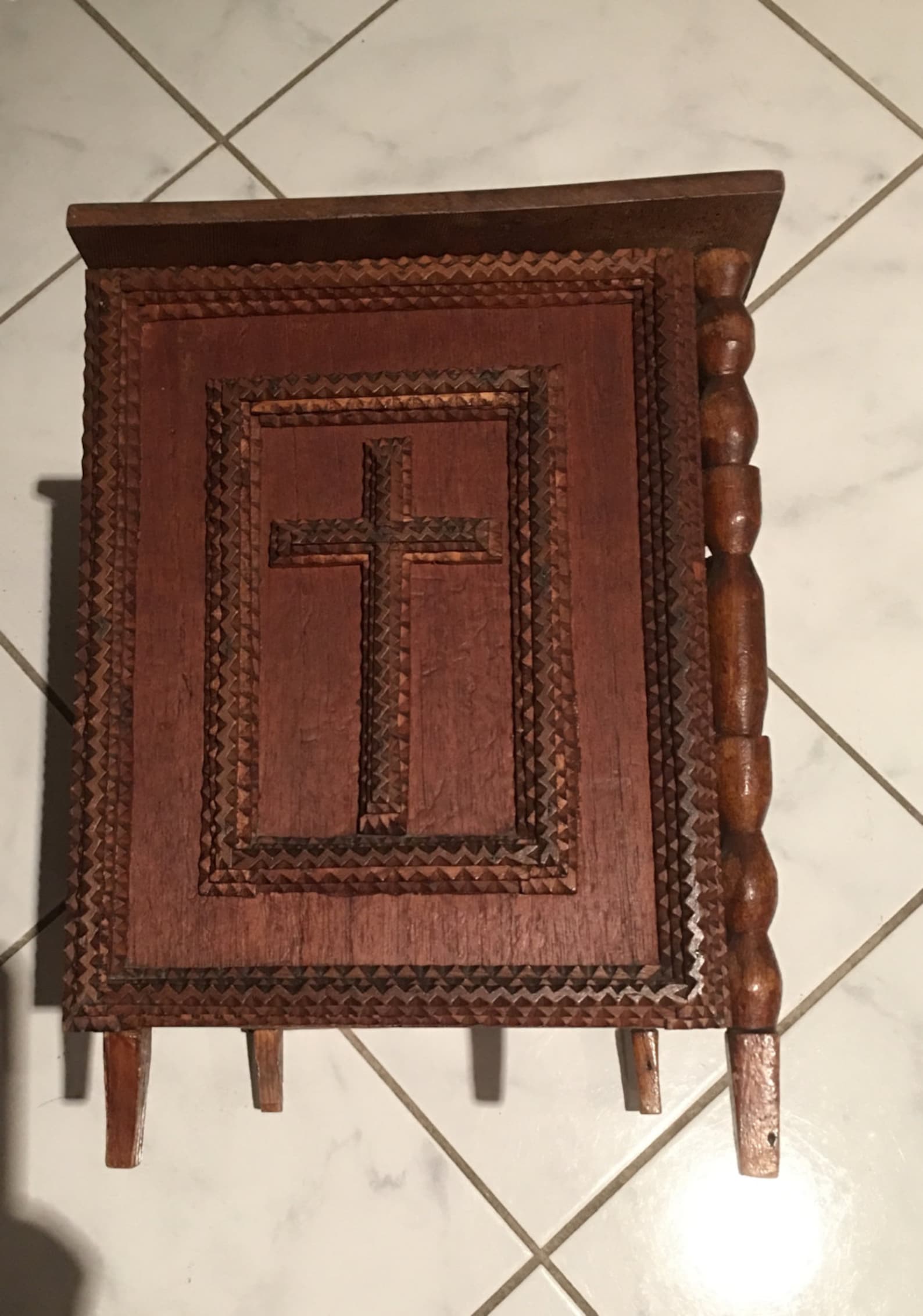 Antique French Country Tramp Art Chest of Drawers Toile De Jouy Lining ...