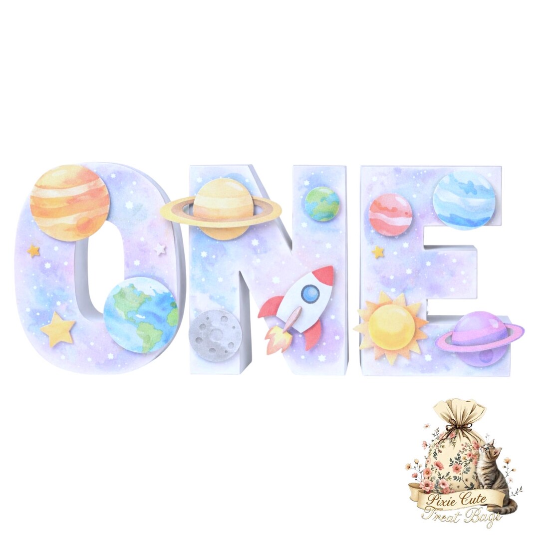 Outer Space 3D Letter: First Birthday Decor, Cake Smash Prop, First ...