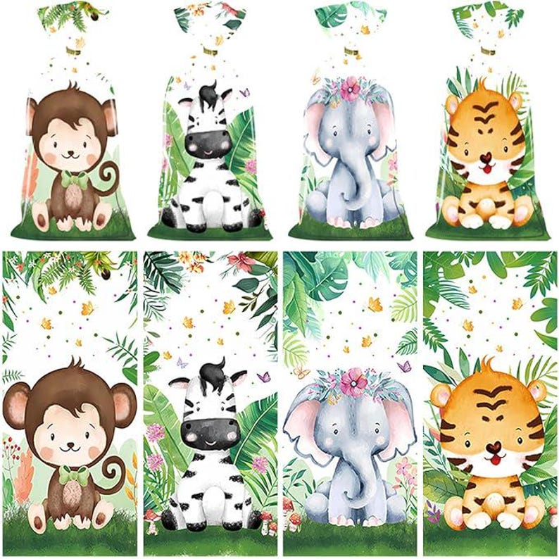Jungle Safari Treat Bags: Animal Party Favor, 5 Pieces - Etsy