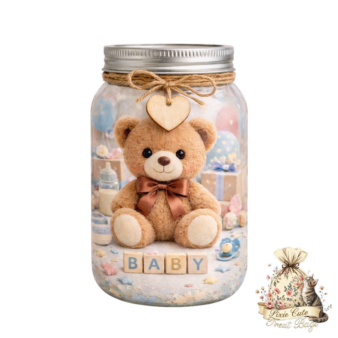 Bear Mason Jar Decor, Decoupage We Can’t Bearly Wait Decoration ...