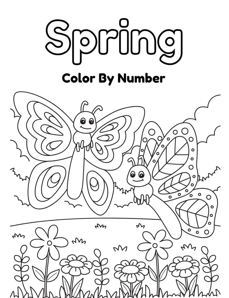 Spring Color by Number – Set of 5 Printable Pages for Kids - Etsy