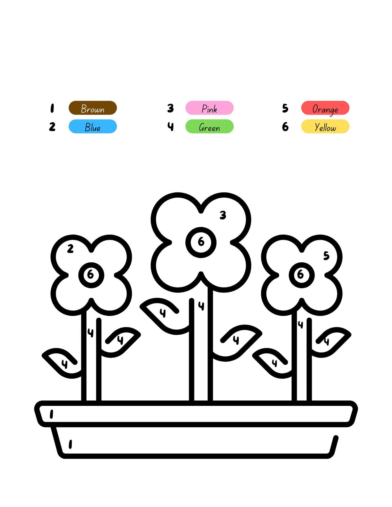 Spring Color by Number – Set of 5 Printable Pages for Kids - Etsy