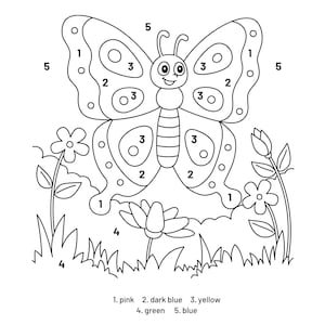 Spring Color by Number – Set of 5 Printable Pages for Kids - Etsy