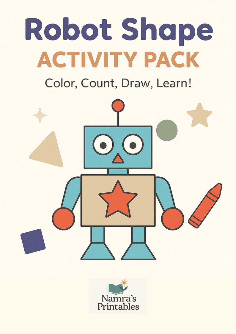 Draw a Robot Worksheet | Creative Drawing Printable for Kids | Shape ...