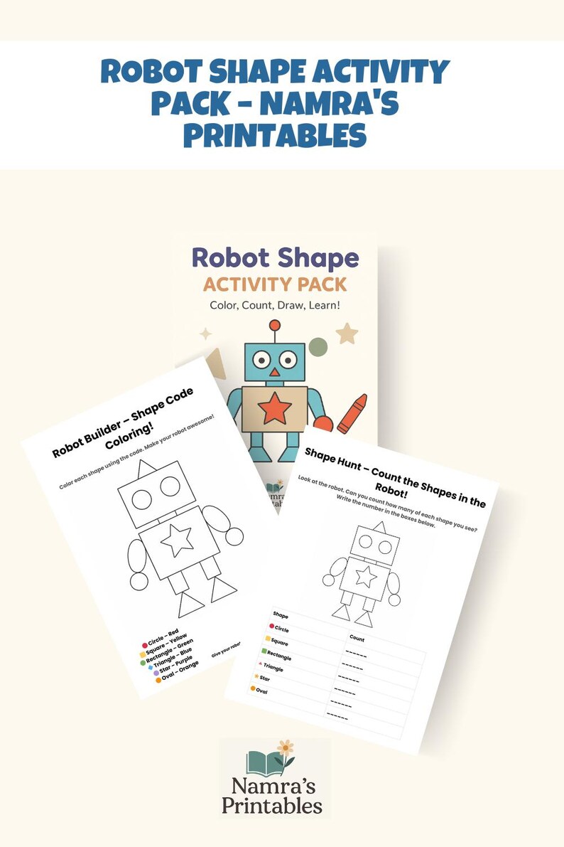 Draw a Robot Worksheet | Creative Drawing Printable for Kids | Shape ...