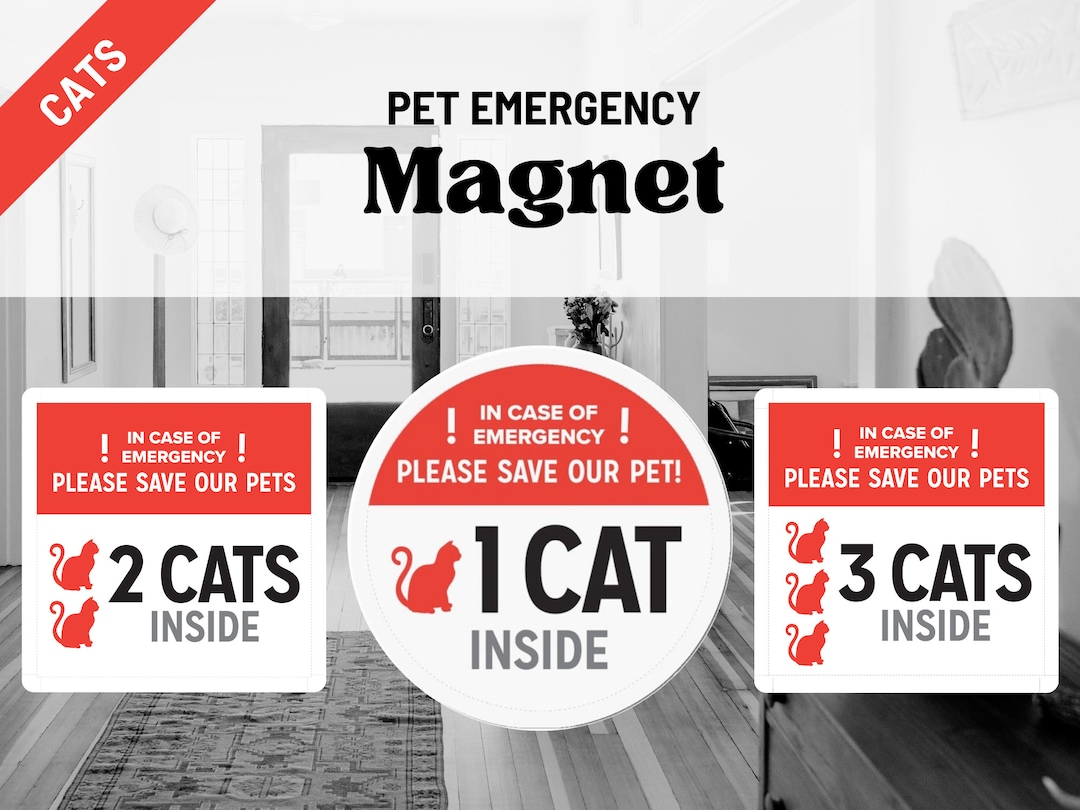 Cat Pet Inside Emergency Magnet, Emergency Pet Magnet, Pet Rescue ...