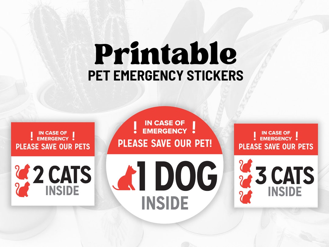 Pet Inside Emergency Sticker With Names, Emergency Pet Sticker, Pet ...
