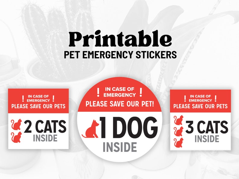 Pet Inside Emergency Sticker With Names, Emergency Pet Sticker, Pet ...