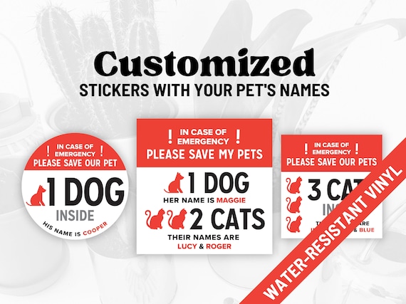 Customized Pet Inside Emergency Sticker With Names Emergency - Etsy