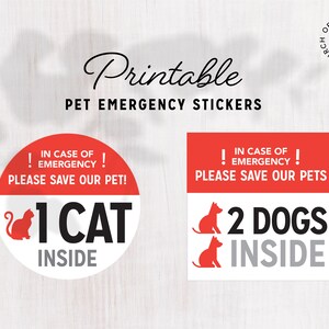 Pet Inside Emergency Sticker with Names Emergency Pet | Etsy