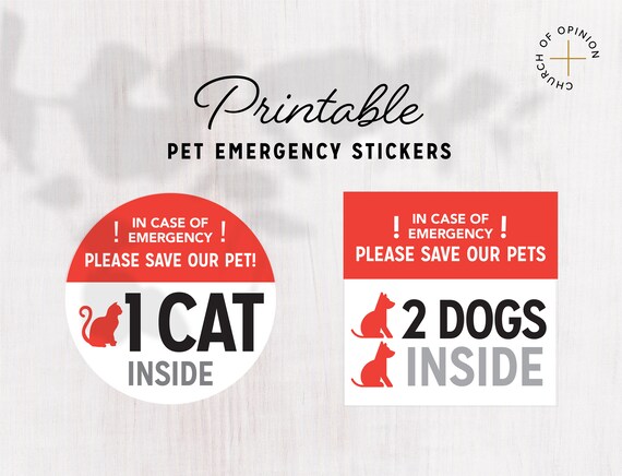 Pet Inside Emergency Sticker with Names Emergency Pet | Etsy