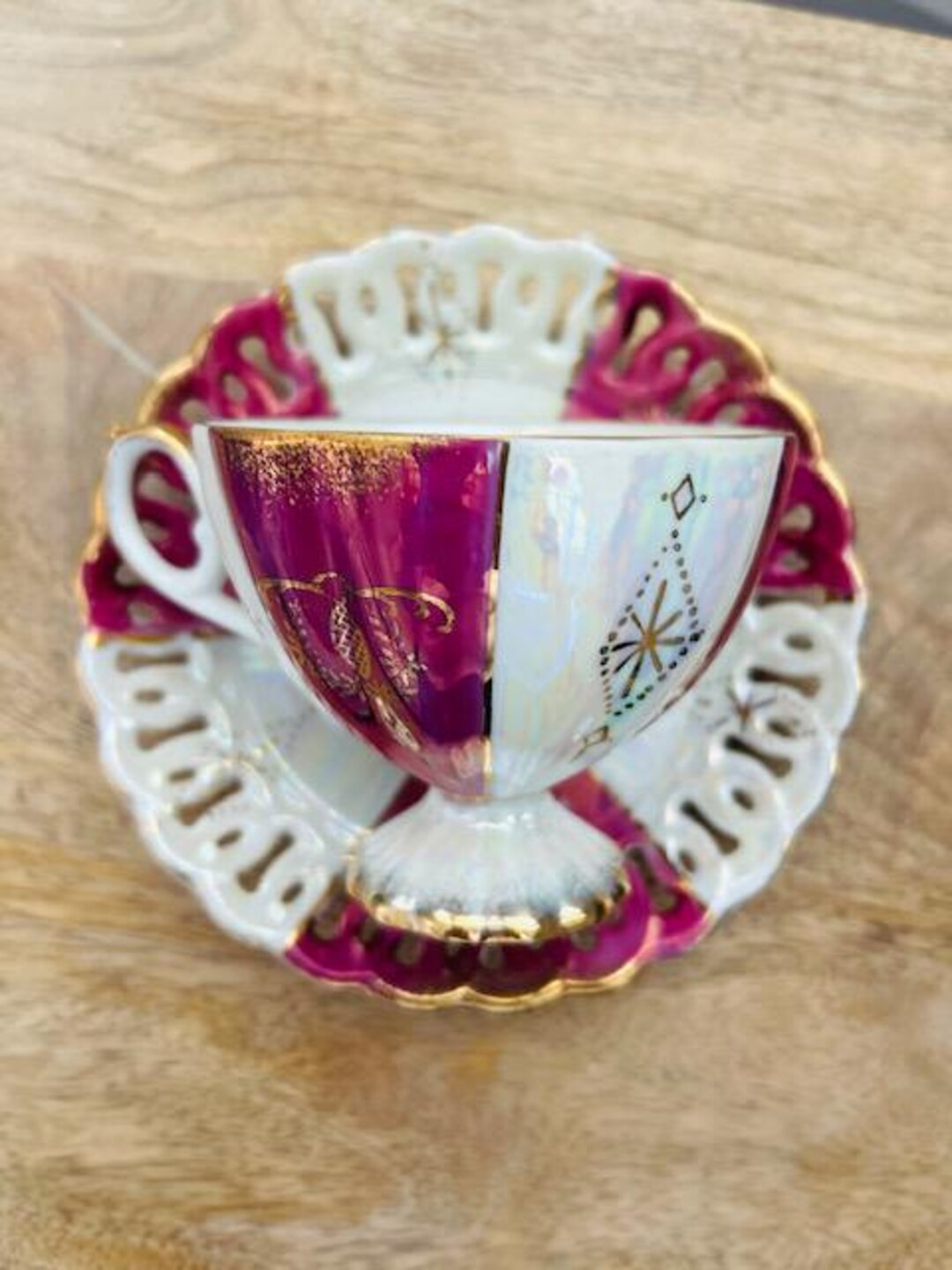 Vintage Lusterware Tea Cup and Saucer - Etsy