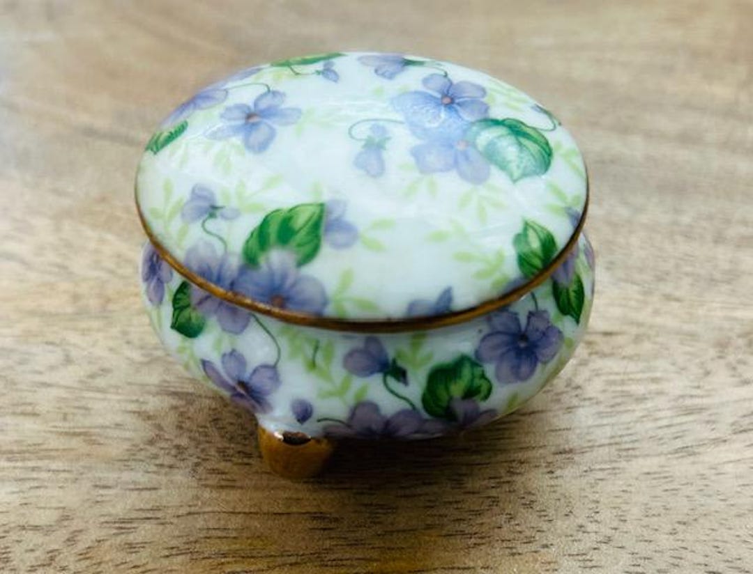 Vintage Lefton Hand-painted, Gold-footed Trinket Box - Etsy