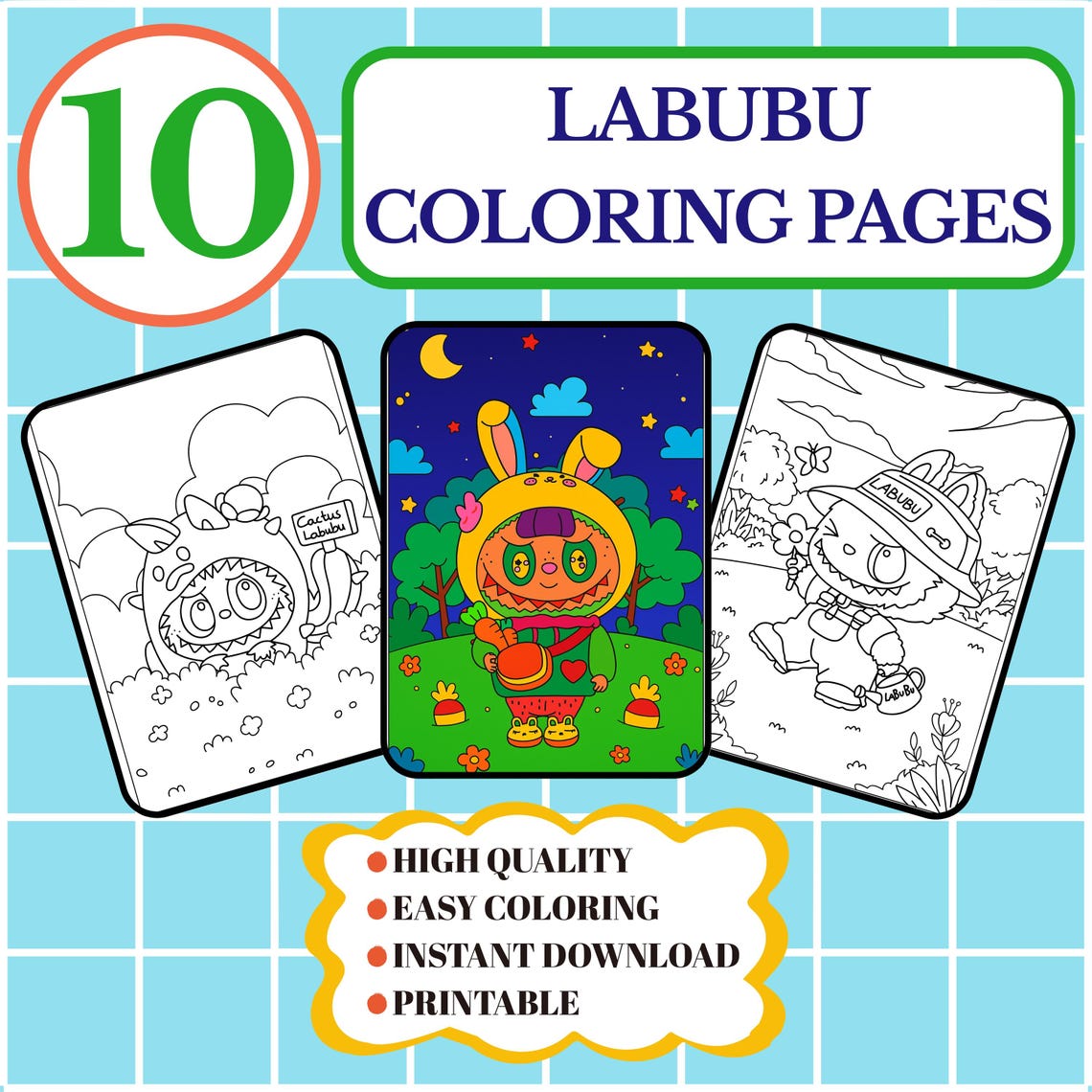 Labubu Coloring Pages, Cute Character Printable Sheets, Fun Art for ...