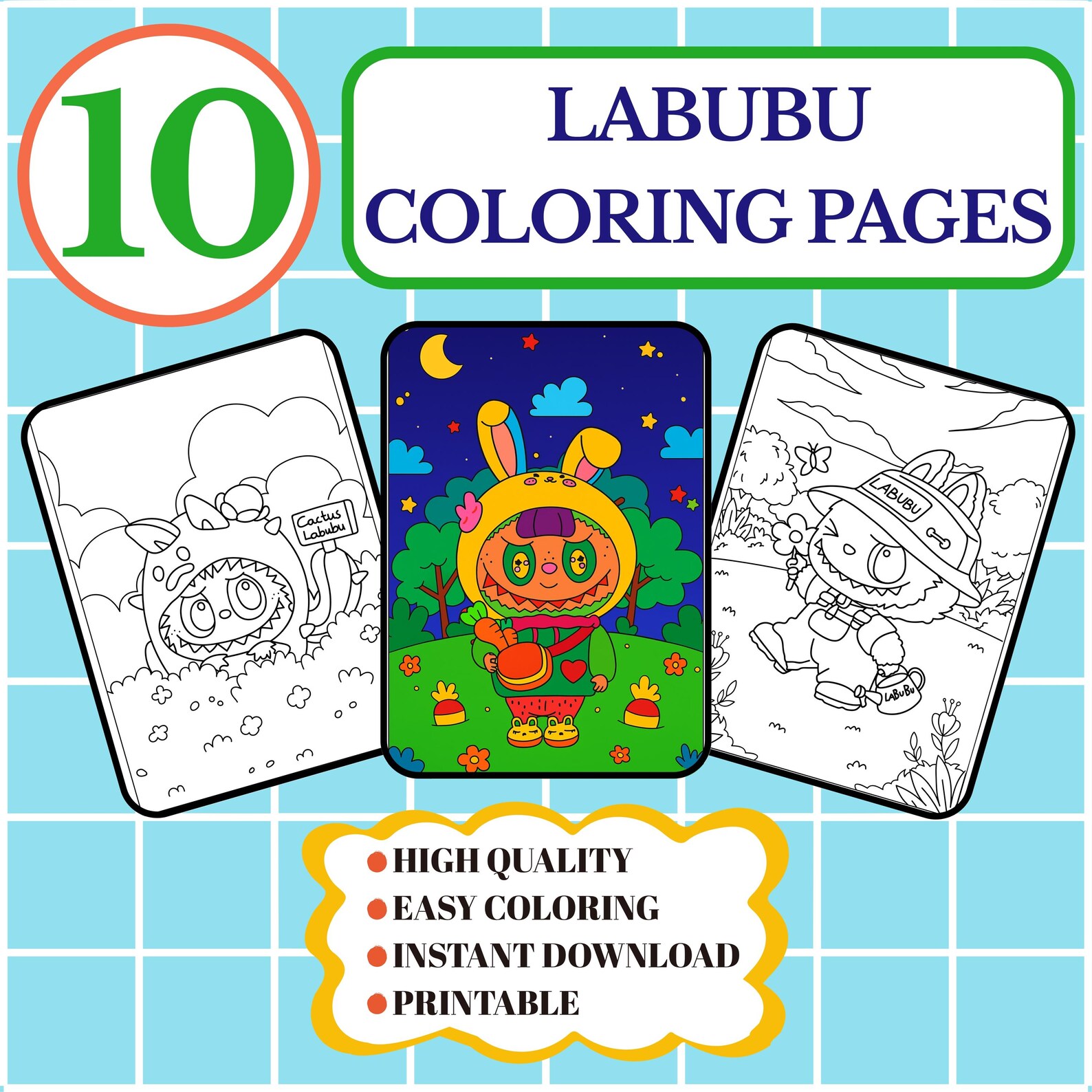 Labubu Coloring Pages, Cute Character Printable Sheets, Fun Art for ...