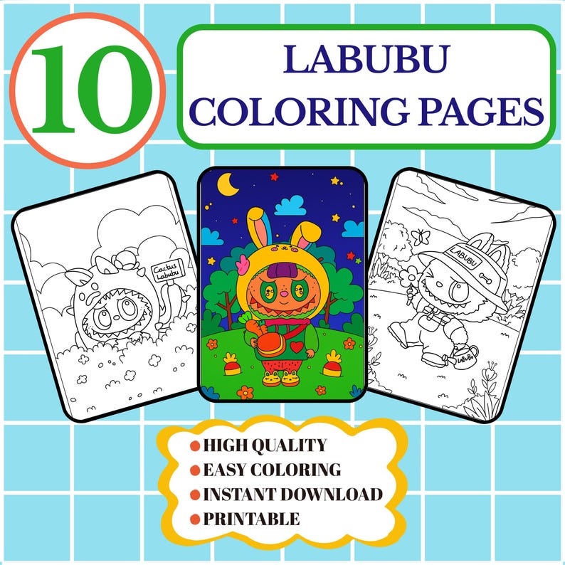 Labubu Coloring Pages, Cute Character Printable Sheets, Fun Art for ...