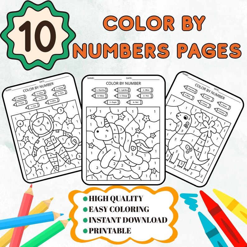 Color by Number Coloring Pages, Printable Activity for Kids,educational ...