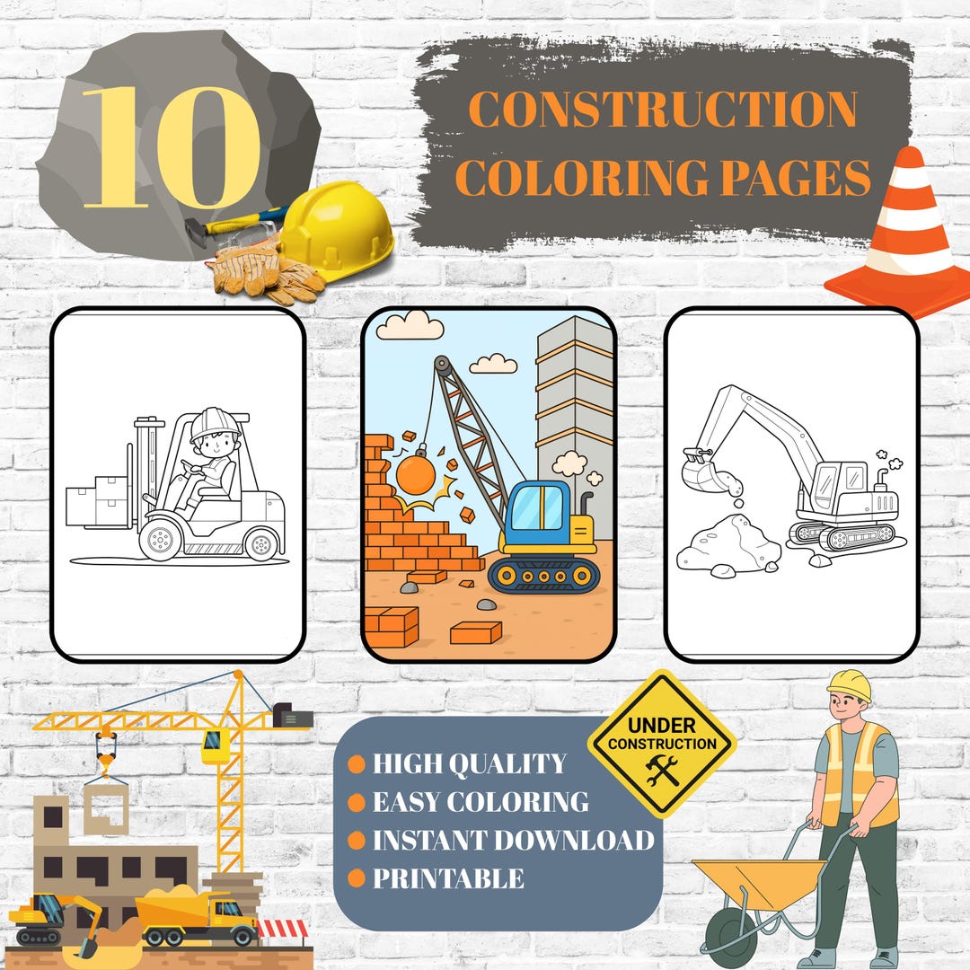 Construction Coloring Pages, Printable Builder Trucks for Kids, Fun ...