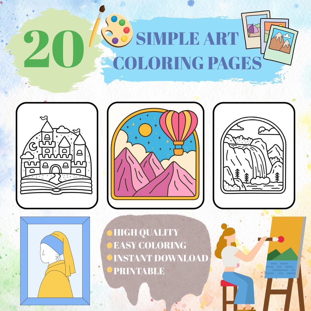 Simple Art Coloring Pages, Minimalist Line Art Printable, Relaxing ...