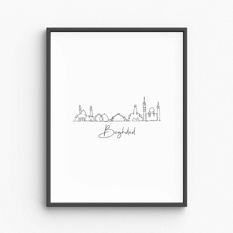 Baghdad Line Art, Minimalist Baghdad City Print, Iraq Travel Poster ...