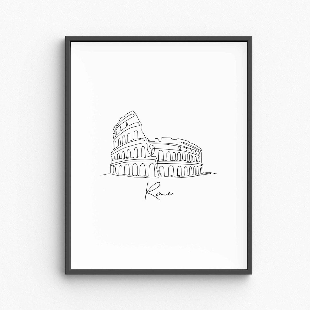 Rome Colosseum Line Art Print, Minimalist Italy Wall Decor (digital ...