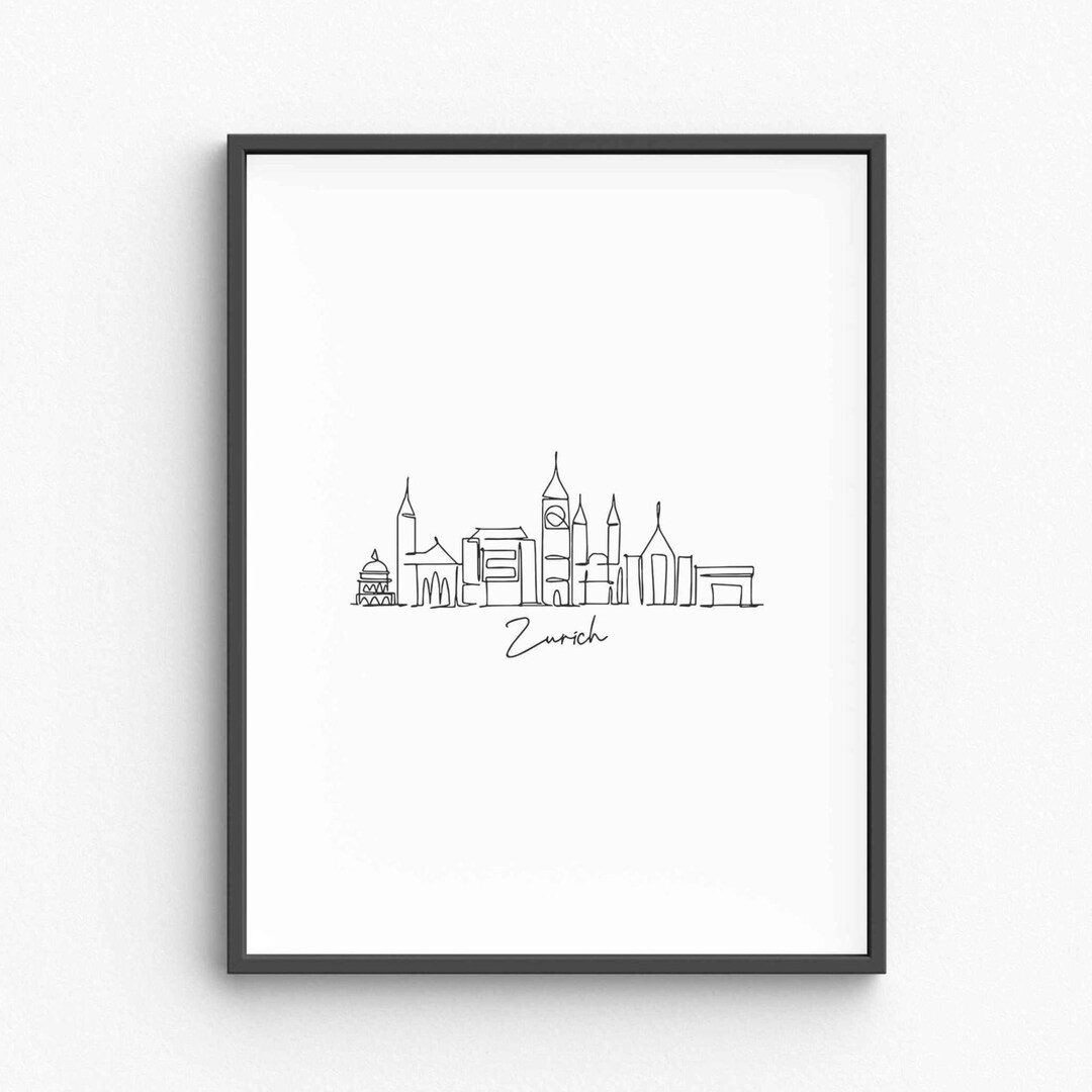 Zurich Line Art, Minimalist Zurich City Print, Switzerland Travel ...