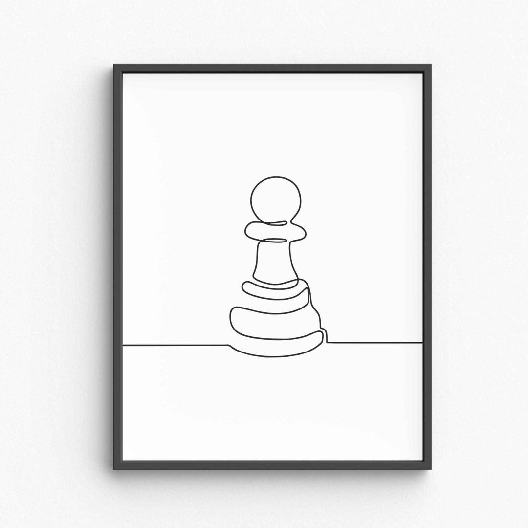 Minimalist Pawn Chess Piece Line Art, Simple Chess Illustration ...