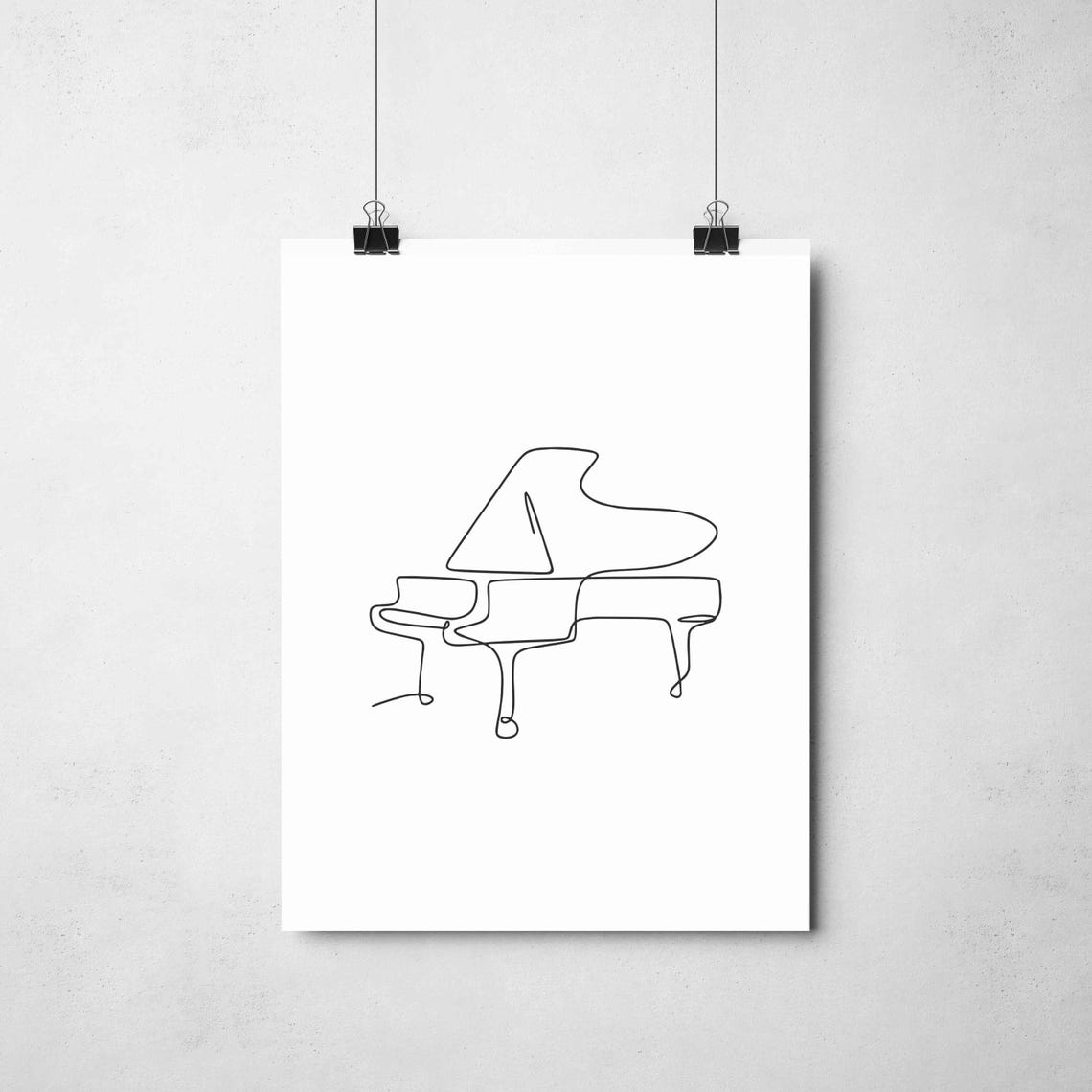 Minimalist Piano Line Art, Elegant Music Instrument Sketch, Classical ...