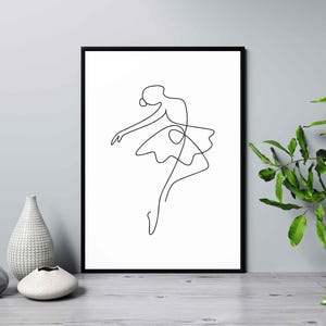 Minimalist Ballerina Line Art Print, Elegant Ballet Dancer Sketch ...