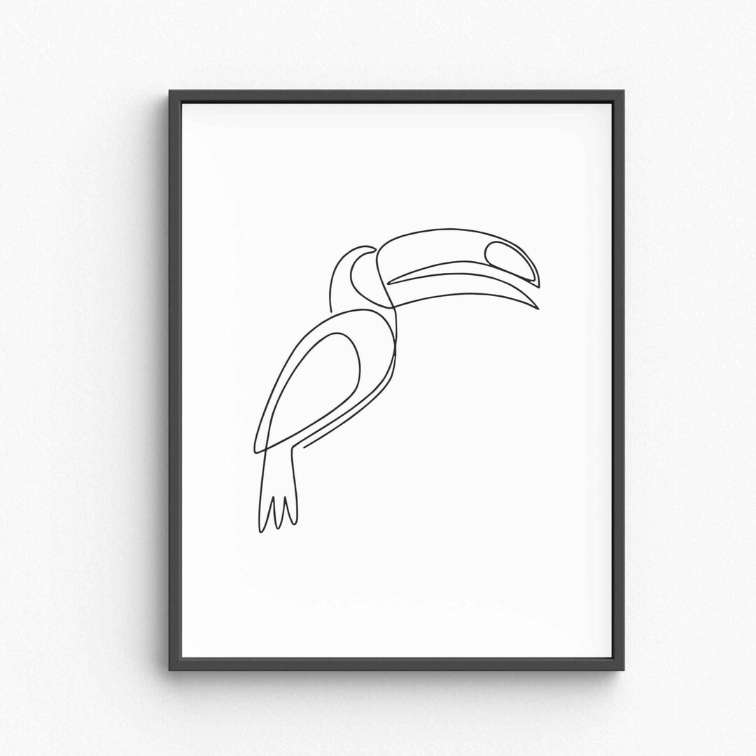 Parrot Line Art, Minimalist Bird Print, Tropical Wall Art, Exotic ...
