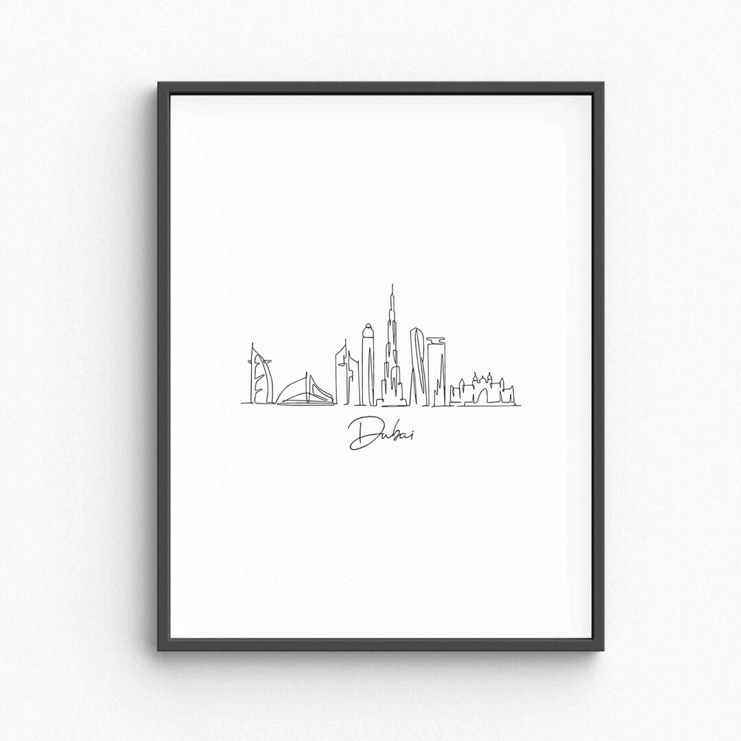 Dubai Line Art, Minimalist Dubai City Print, UAE Travel Wall Art ...